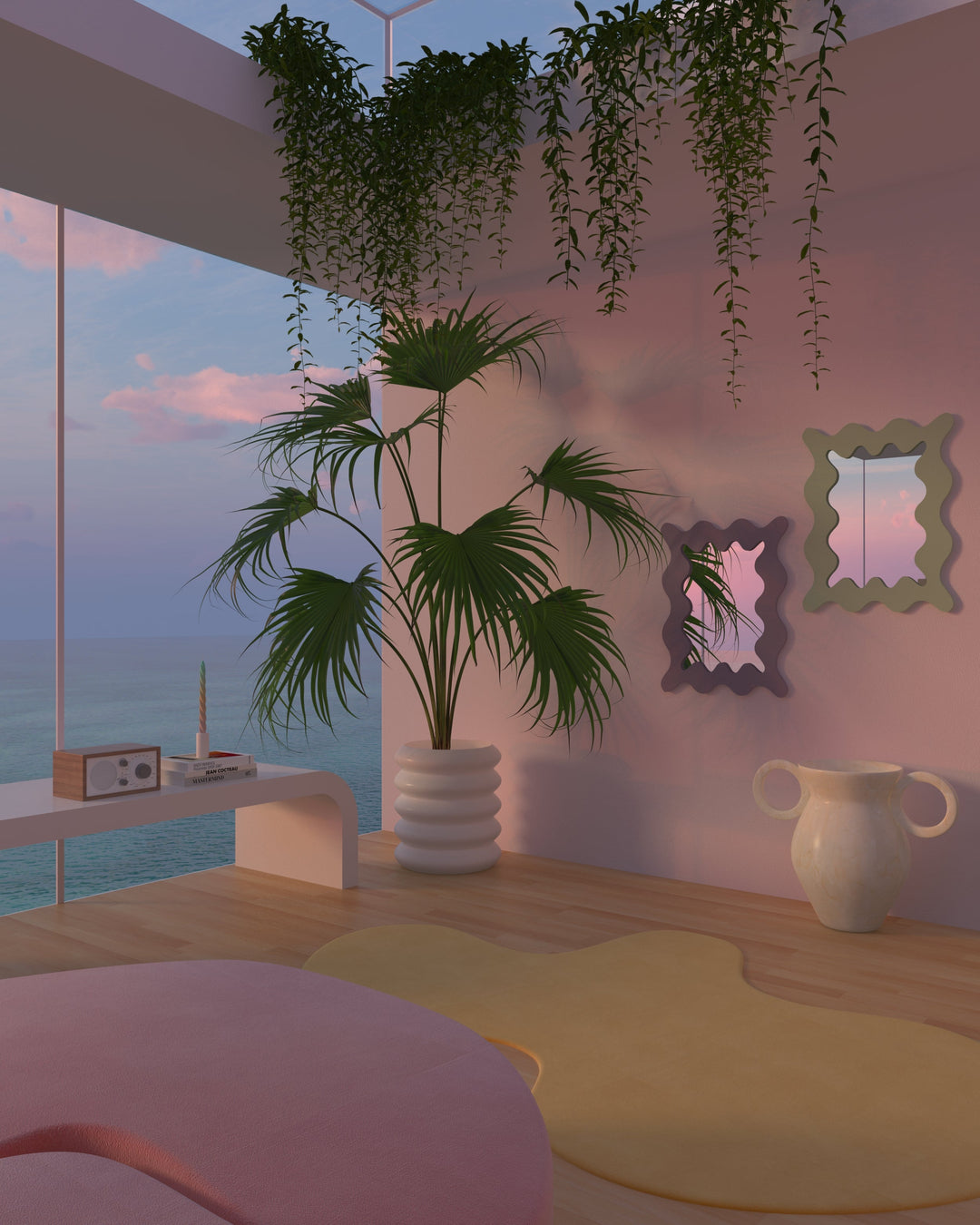 Curvy Mini Wavy Mirror, wavy mirror, pastel mirror squiggle mirror ...